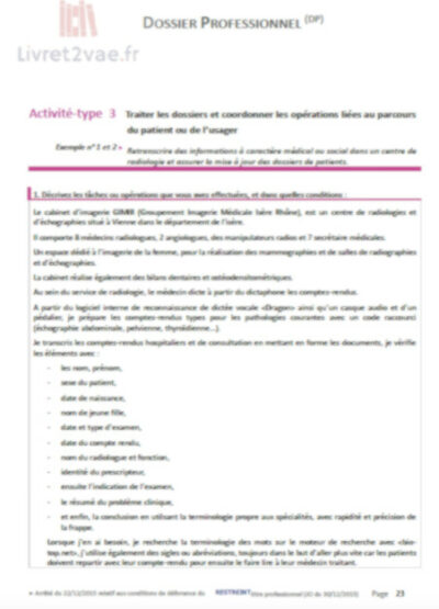 Dossier Professionnel VAE TP - Secrétaire Assistant Médico-Social - ref ...