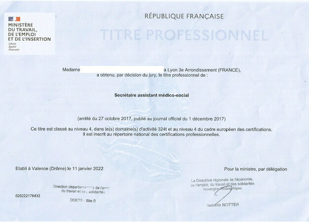 Dossier Professionnel VAE TP - Secrétaire Assistant Médico-Social - ref ...