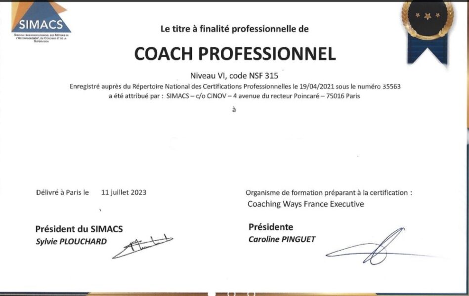 Diplôme de Coach Professionnel - Rapport de professionnalisation + Dossier de pratique ...
